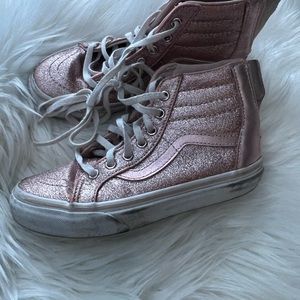 Vans | Shoes | Vans Pink Glitter High Toos | Poshmark